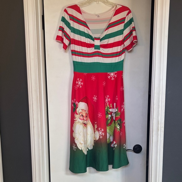 Dresses | Festive Santa Dress With Stripes | Poshmark